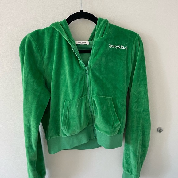 Sporty & Rich | Sweaters | Sporty Rich Green Velvet Jacket | Poshmark